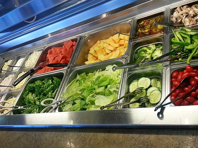 The salad bar&mdash;nature's apology for all the pie you're about to eat. Fresh, colorful, and completely optional.