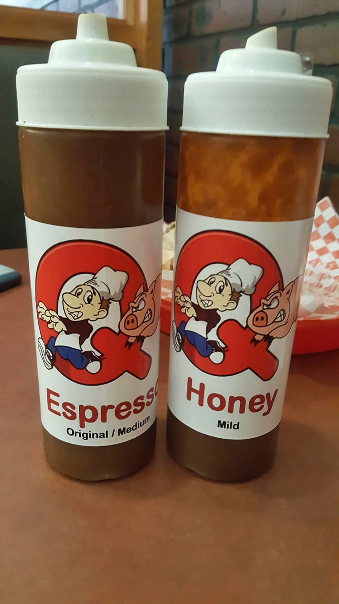 Sauce bottles that should come with warning labels: "May cause spontaneous happiness" and "Known to inspire irrational loyalty to condiments."