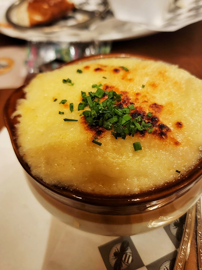 This shepherd's pie isn't just browned &ndash; it's been kissed by fire and sprinkled with herbs like confetti at a particularly delicious parade.
