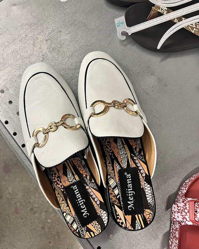 These white loafers with gold hardware aren't just shoes &ndash; they're evidence that style and savings can coexist beautifully in the same shopping cart.