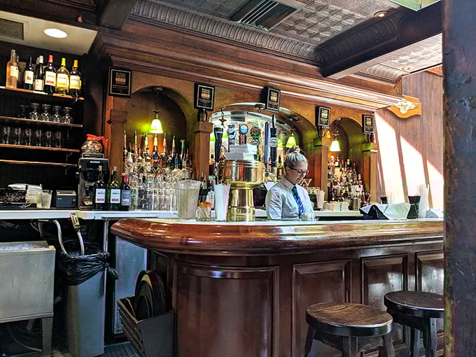 Sunlight streams through arched windows, illuminating a bar area where generations of Annapolitans have celebrated everything from Naval Academy graduations to Tuesday.