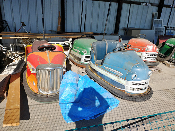 Carnival memories come flooding back with these vintage bumper cars. Before virtual reality, we got our thrills by gleefully crashing into strangers&mdash;simpler times indeed!