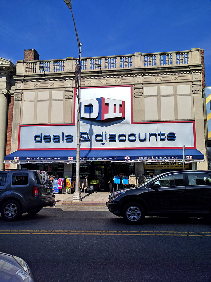 The historic fa&ccedil;ade houses modern bargains, proving that sometimes the best treasures hide behind classic architecture in plain sight.