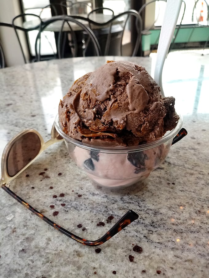 The perfect chocolate scoop doesn't exist? This beauty begs to differ&mdash;dense, rich, and sporting chocolate chunks like buried treasure waiting to be discovered.