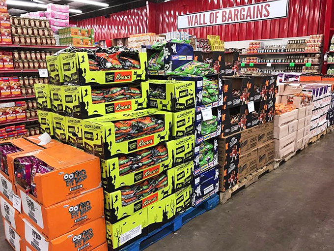 The aptly named "Wall of Bargains" doesn't whisper about savings&mdash;it shouts them from floor-to-ceiling stacks of discounted goodies.
