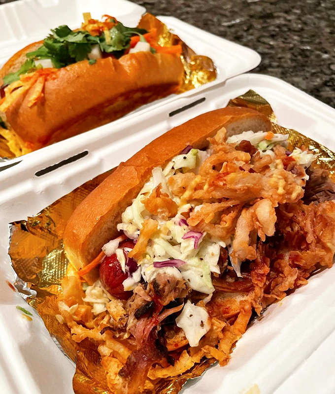 A sandwich that requires both hands and several napkins&mdash;the universal sign of something worth every messy bite.