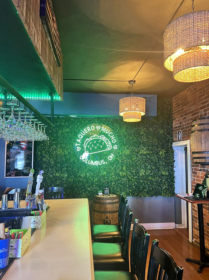 The bar area's living green wall and neon taco sign aren't just d&eacute;cor&mdash;they're a promise that what happens here will be fresh, fun, and unforgettable.