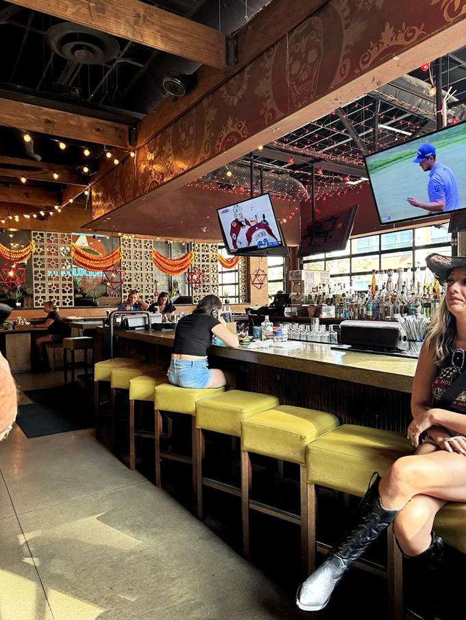 Yellow bar stools invite patrons to saddle up for serious sipping, while the tequila selection promises adventures worth remembering&mdash;or not.