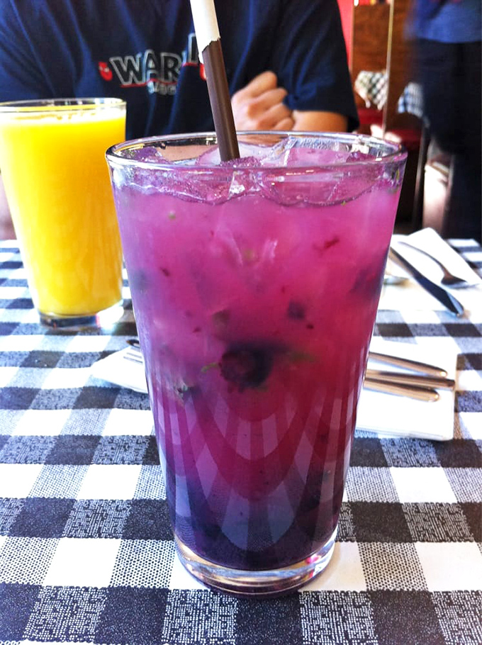 A purple potion of blueberry mint lemonade that refreshes like a dip in a mountain stream. The perfect counterpoint to breakfast decadence.