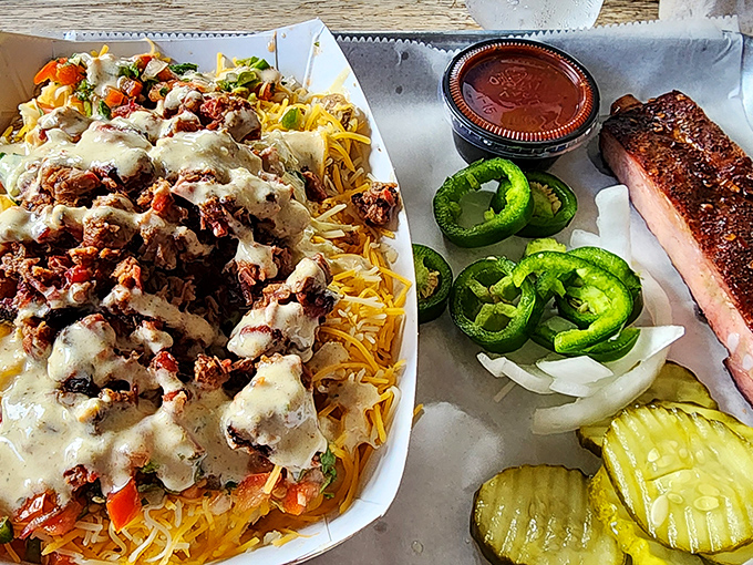 Barbecue nachos that would make a Texan shed a tear of joy. This isn't fusion cuisine &ndash; it's a declaration of delicious independence.