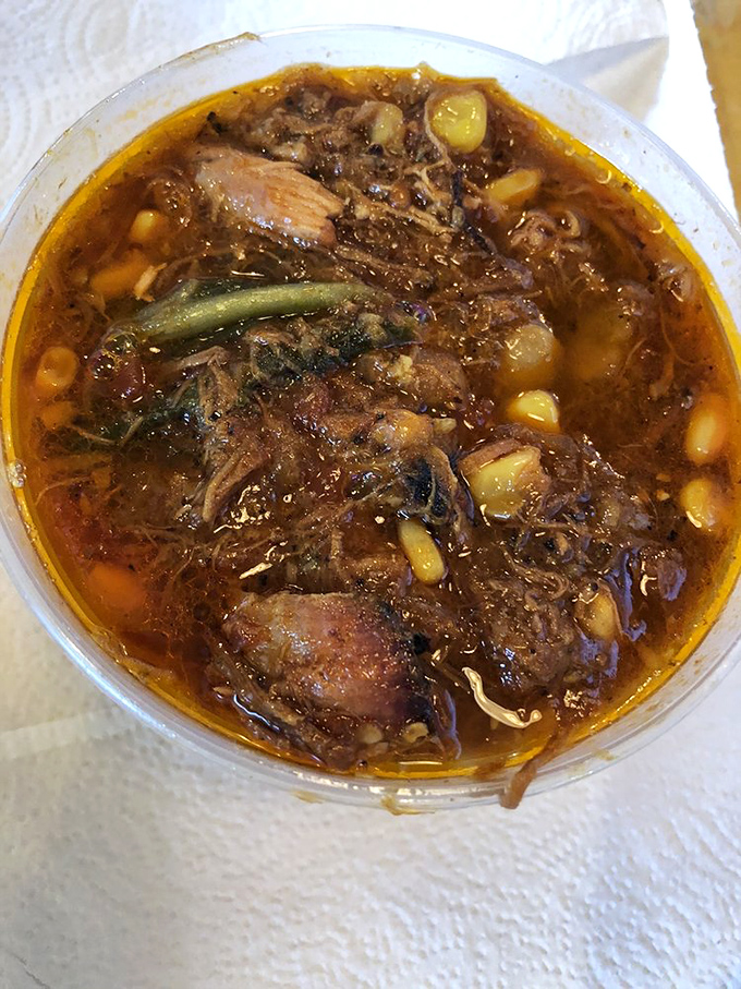 Brunswick stew that could make a vegetarian question their life choices. Each spoonful is like a warm, smoky hug for your taste buds. 