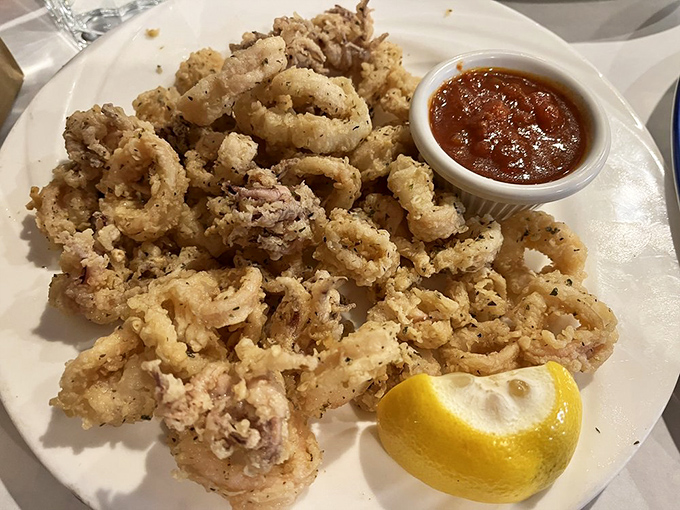 Calamari so perfectly crisp, it makes you forget you're eating something that once swam in the ocean depths.