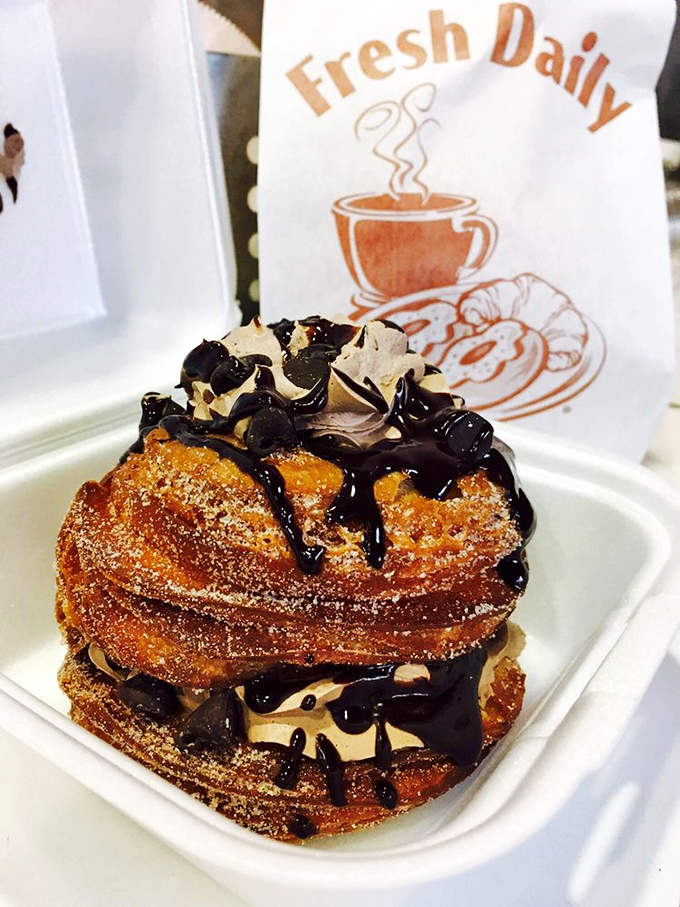 Chocolate cascading over cinnamon-sugar layers &ndash; this isn't just breakfast, it's an event. Your coffee just found its soulmate.