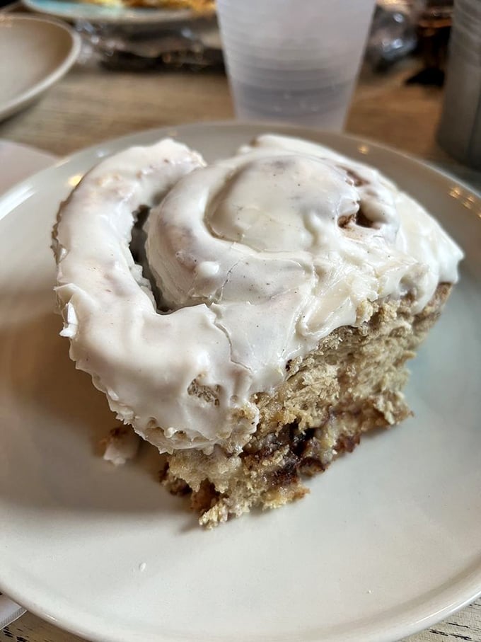 This cinnamon roll isn't just breakfast&mdash;it's a spiral-shaped argument against diet culture, with frosting so perfect it deserves its own Instagram account.