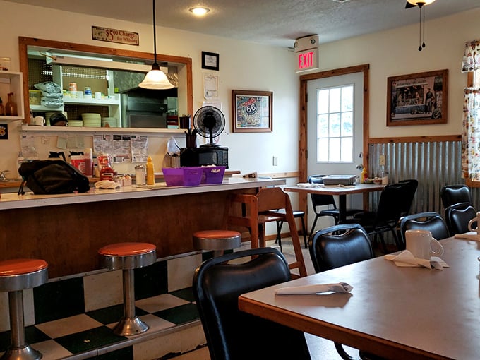 Classic counter seating: where solo diners never feel alone. Those stools have heard more stories than most bartenders and therapists combined.
