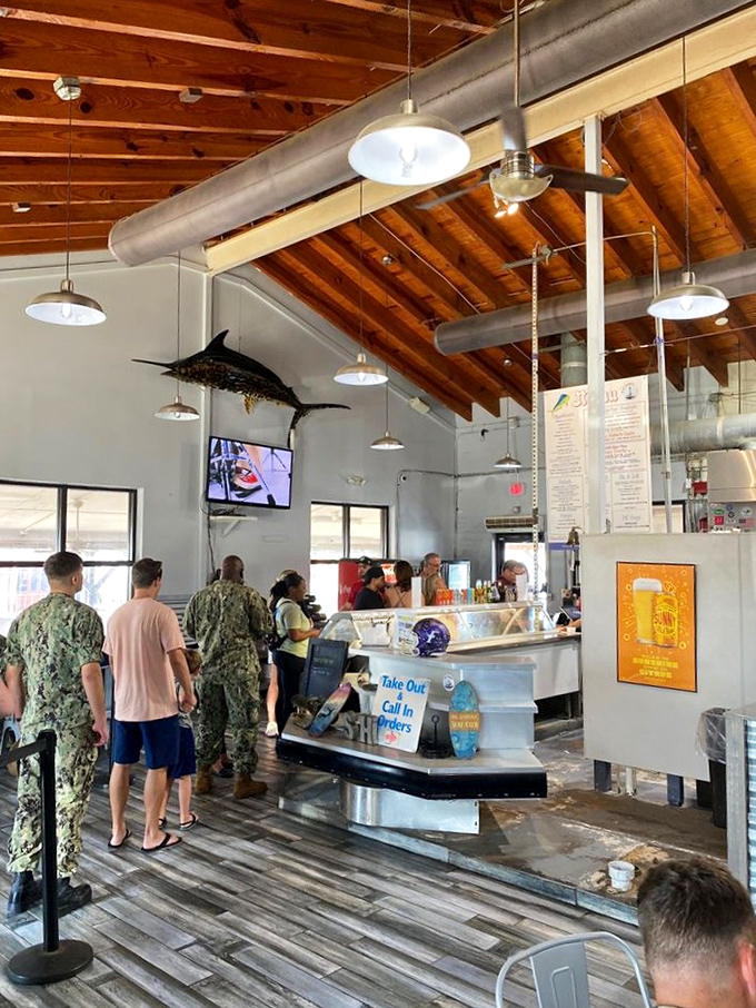Locals and military personnel know where the good stuff is. When sailors and soldiers line up for food, civilians should follow suit.