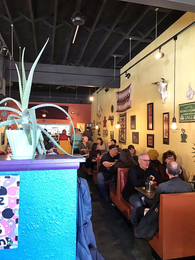 Where strangers become temporary breakfast companions. Notice how nobody's looking at their phones&mdash;that's the power of anticipation.