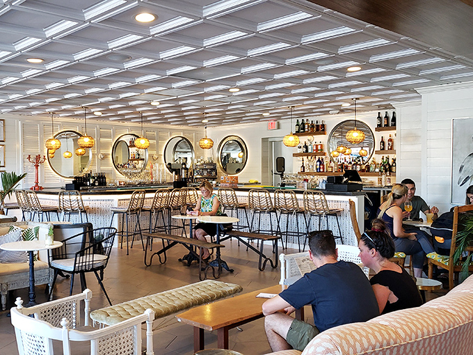 Modern coastal vibes with seating designed for lingering conversations. This is where breakfast turns into lunch without anyone noticing the time.