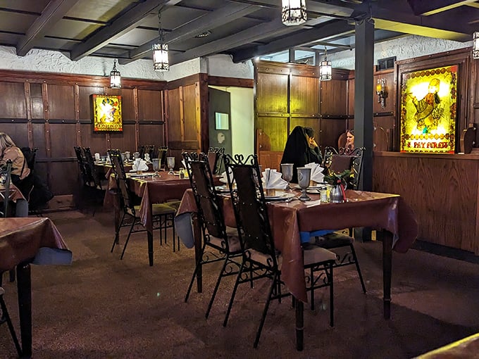 The dining room where memories are made between bites of exceptional food. Those wooden beams have witnessed countless celebrations over the years.