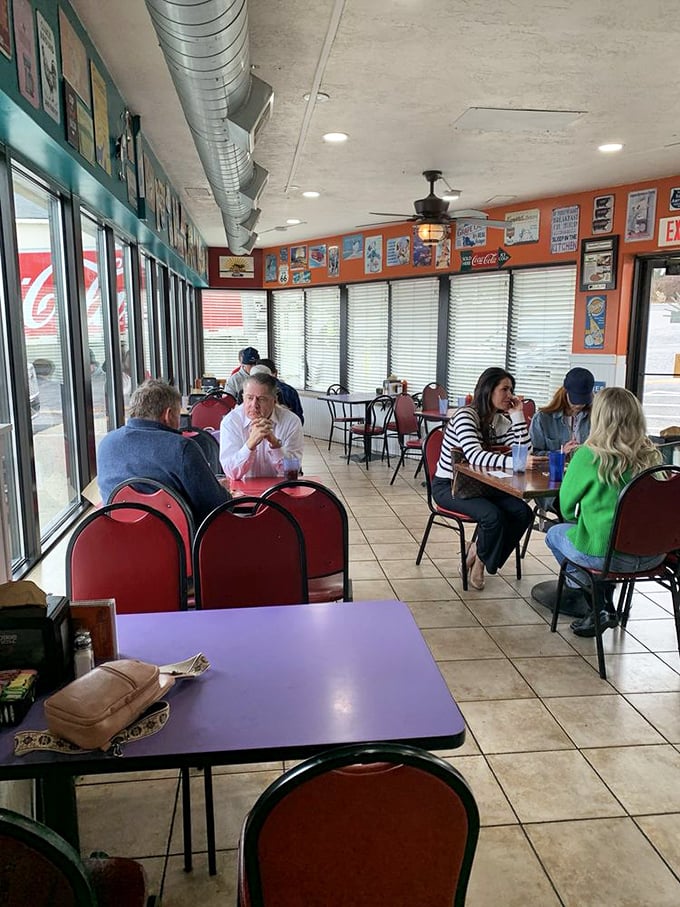 The breakfast club in session. These tables have hosted everything from first dates to retirement celebrations, all fueled by coffee.