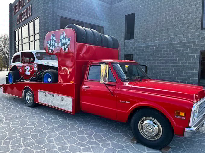 The museum's custom hauler showcases vintage race cars with the same pride a parent displays their child's trophies&mdash;except these trophies have engines.