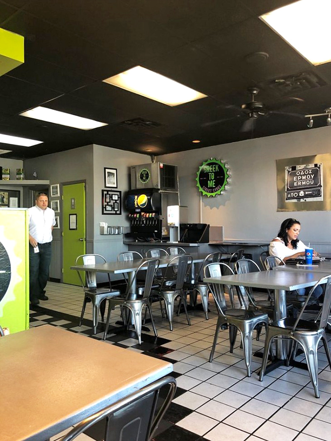 Where the magic happens&mdash;simple surroundings with industrial charm, proving great food doesn't need fancy digs to make your taste buds dance.