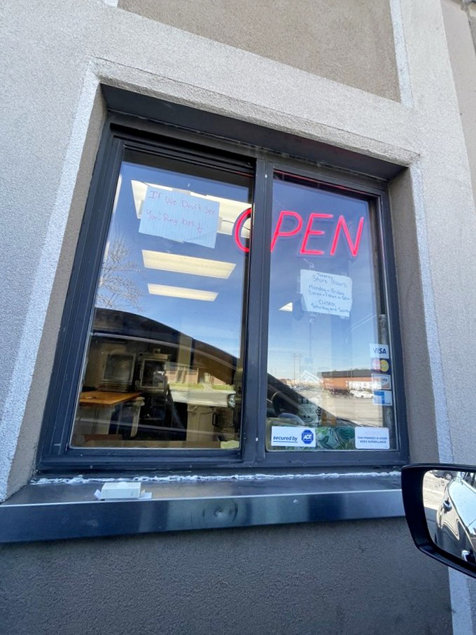 The drive-thru window – for when you need your fritter fix without leaving the comfort of your car. Modern convenience meets old-school donut craftsmanship.