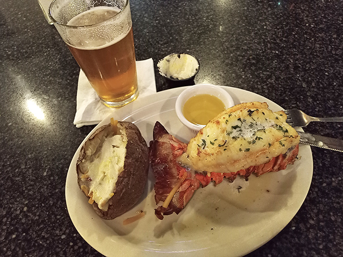 The lobster tail that makes you wonder why you ever eat anything else, served with drawn butter that's practically liquid gold.