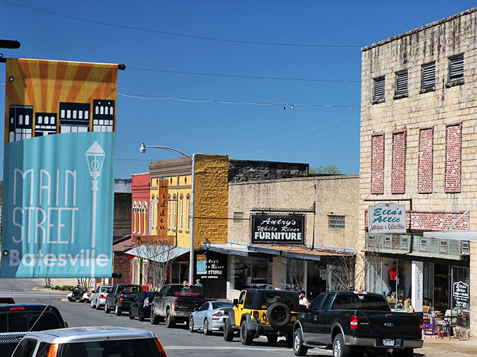 Main Street Batesville isn't just a shopping district&mdash;it's a living museum where colorful banners celebrate the vibrant community that keeps history alive.