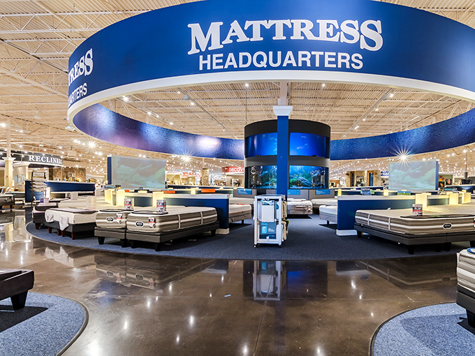 The Mattress Headquarters—a sea of comfort where the quest for perfect sleep becomes a scientific expedition with cushy results.