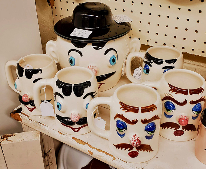 These mustachioed mugs aren't just vintage kitchenware &ndash; they're personality-packed characters waiting to add some quirky charm to your morning coffee ritual.