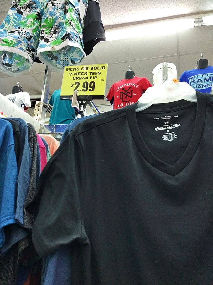 Men's tees for under three bucks? In this economy? The price tags at DII feel like they're stuck in a more affordable decade.
