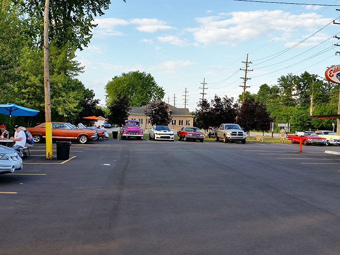 Car shows naturally gravitate to Eddie's parking lot like metal filings to a magnet. Where better to show off your chrome than at a place that understands American classics?