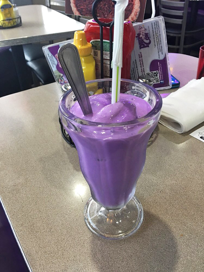 The signature Purple Cow milkshake isn't just a drink&mdash;it's an Instagram celebrity waiting to happen, with its vibrant violet hue and creamy texture.