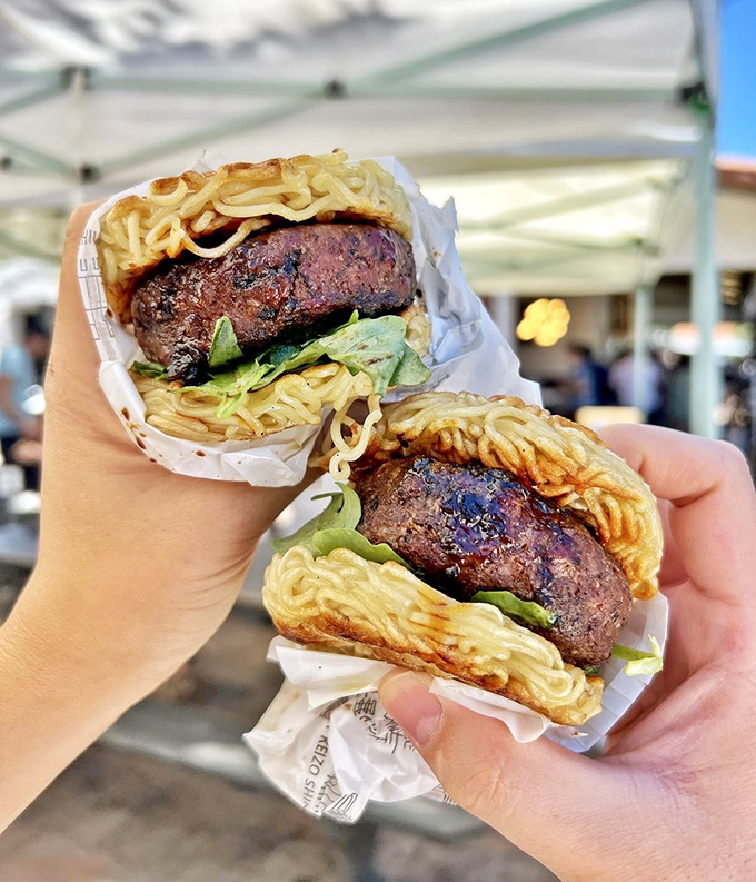 East meets Texas in the most delicious cultural exchange program ever. These ramen brisket burgers should have their own diplomatic passport.