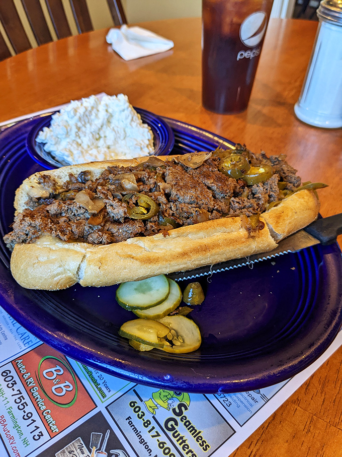 A sandwich that requires both hands and a strategy&mdash;this roast beef sub with pickle sidekicks is lunch commitment at its most rewarding.