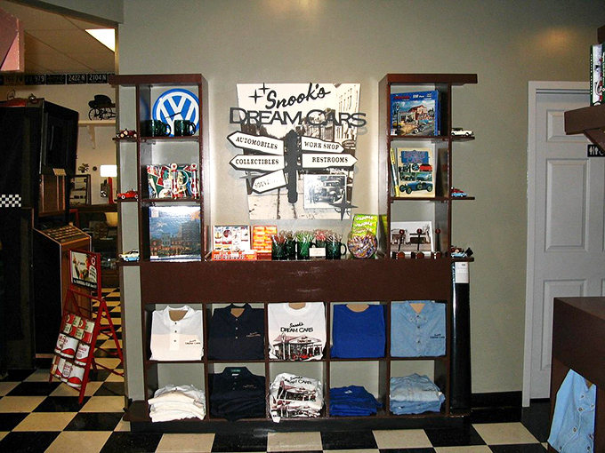 The gift shop offers more than souvenirs—it's a chance to take home a piece of automotive nostalgia, complete with branded apparel.