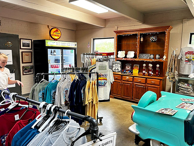 The gift shop offers more than souvenirs&mdash;it's a chance to take home a piece of Route 66 magic without needing a garage to store it.