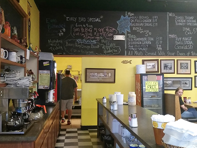 The chalkboard specials menu promises daily surprises. Where "Early Bird Special" isn't just a price point but a philosophy.