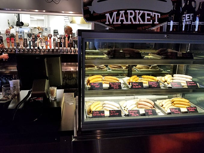 Behind this glass case lies sausage nirvana – a display of encased meats that would make any German grandmother nod in approval.