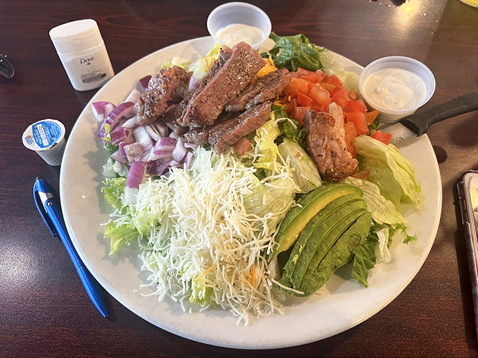 A salad that even confirmed carnivores can love&mdash;perfectly cooked steak, fresh greens, and avocado in harmonious balance.