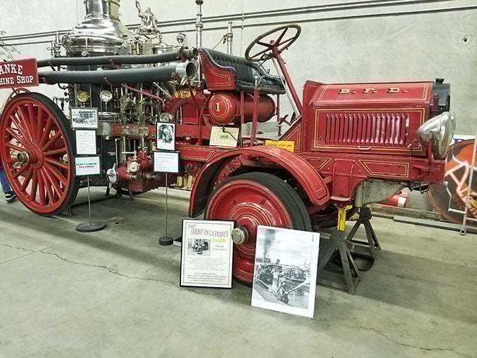 Steam-powered superhero! This magnificent fire engine represents ingenious engineering from an era when horses were being replaced by machines and craftsmanship mattered.