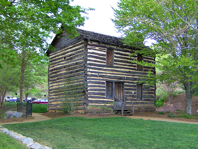 This rustic log cabin sits as a humble reminder of Jonesborough's frontier roots - before antique shops, there were pioneer homesteads.