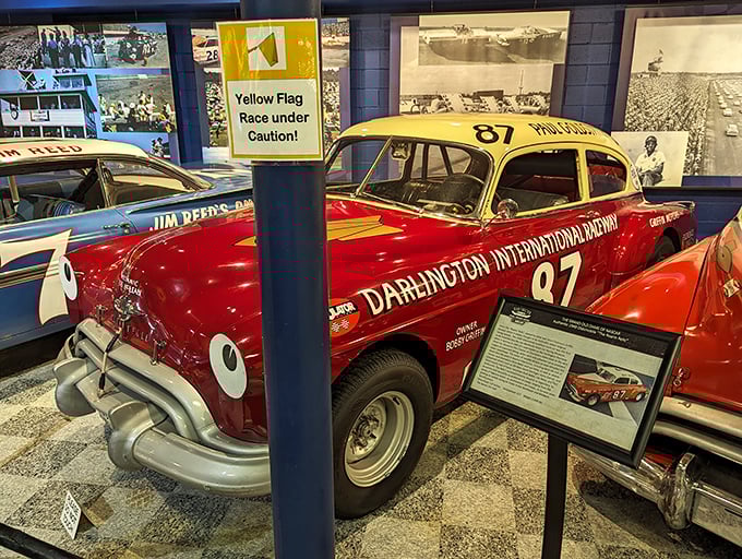 The yellow and red #87 represents NASCAR's roots&mdash;when stock cars were actually stock and moonshine runners became racing legends.