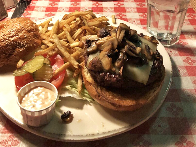 This burger isn't just topped with mushrooms&mdash;it's wearing a mushroom crown like the woodland royalty it truly is.