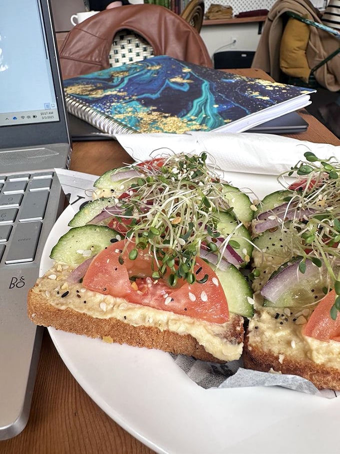 Open-faced veggie toast that's both Instagram-worthy and legitimately delicious&mdash;proving healthy options needn't sacrifice flavor or visual appeal.