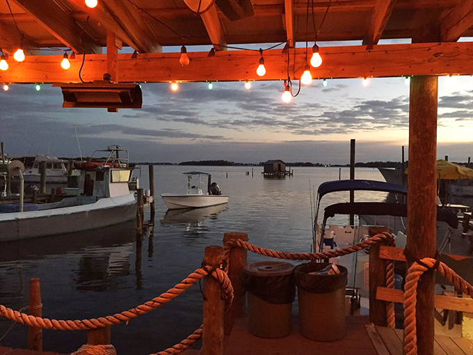 As the sun sets over Sarasota Bay, fishing boats return home. This million-dollar view comes complimentary with your $15 grouper sandwich.