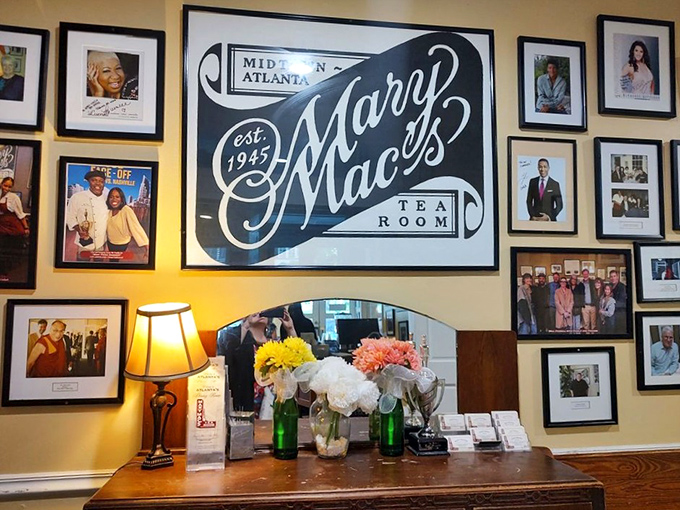 The wall of fame doesn't just show who's been here—it reminds you that great food is the true celebrity in this establishment.