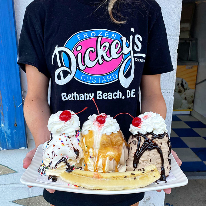 The banana split that launched a thousand diet cheat days. Three scoops of joy topped with all the fixings your inner child demands.