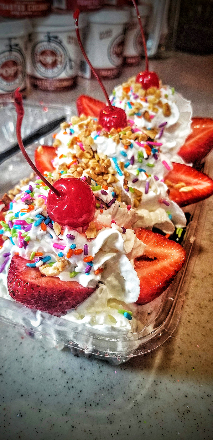 The banana split—dessert's answer to the three-act play. Drama, comedy, and a sweet ending all in one glorious dish.